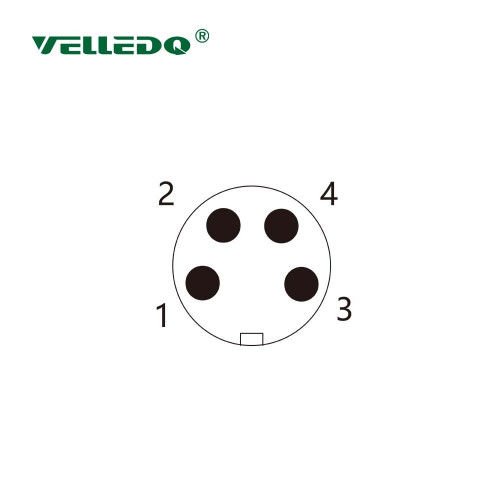 M8 4 Pin Erkek Düz Metal Konnektör Çeşitleri Velledq M8P-M04T
